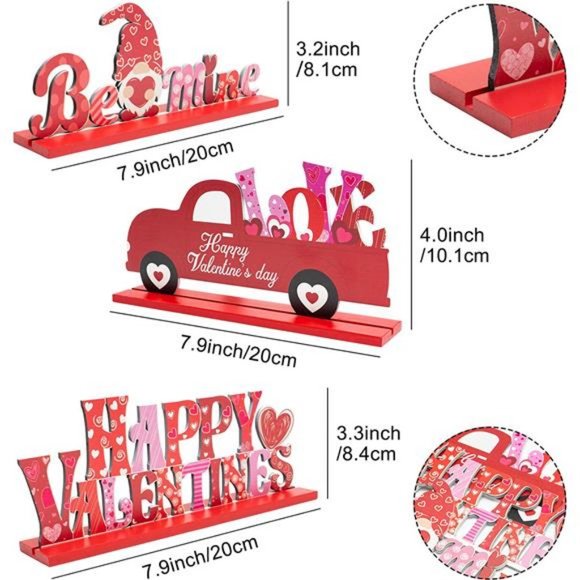 Accents | 3pcs Valentine Table Decorations Wooden Centerpiece Signs For ...